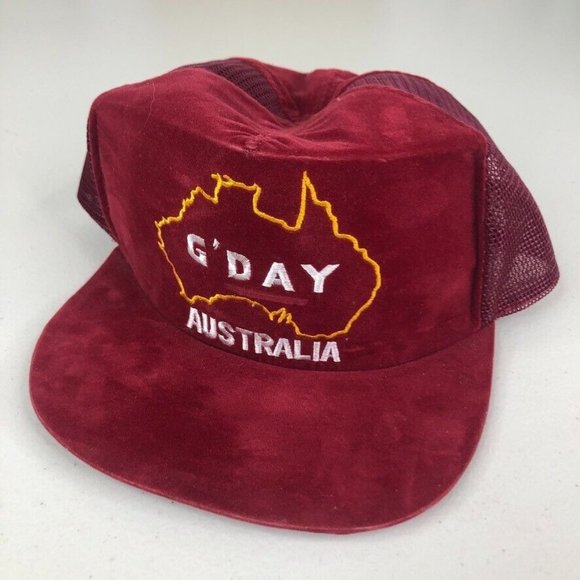 Unbranded | Accessories | Vintage Australia Hat Cap Snap Back Maroon ...